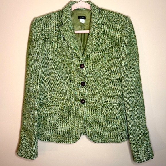 J. Crew | Jackets & Coats | J Crew Green Tweed Blazer Vintage Or ...